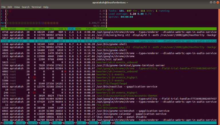 A Guide to install and use htop command in Linux - LinuxForDevices