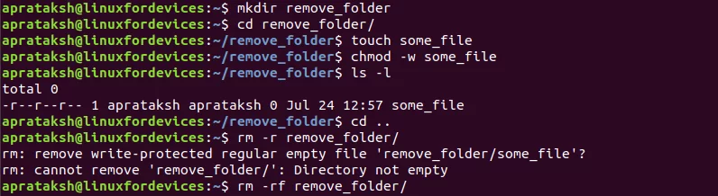 How to remove a directory in Linux? - LinuxForDevices