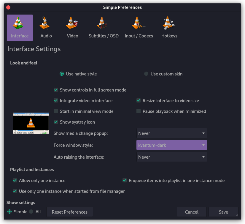 How to enable Dark Mode in VLC media player? - LinuxForDevices