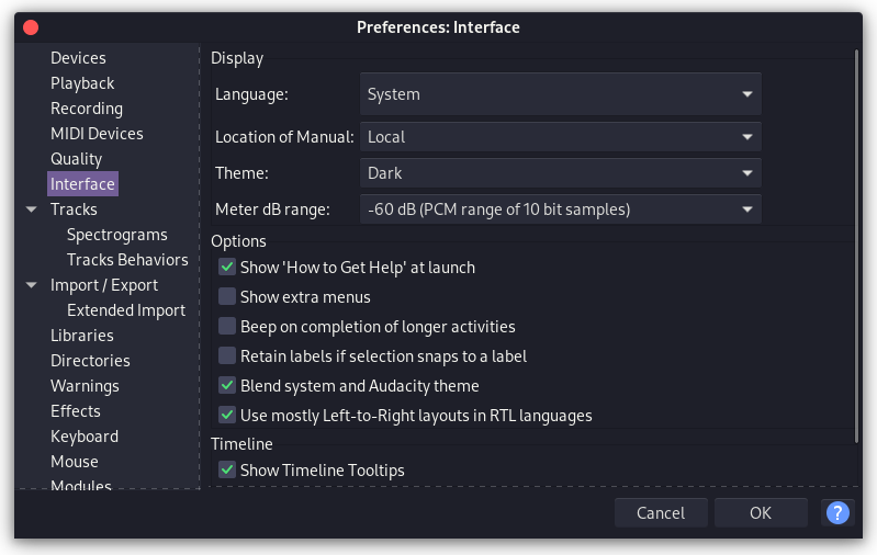 Enable Dark theme in Audacity - LinuxForDevices