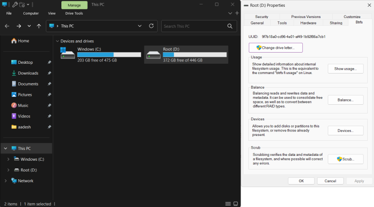 WinBTRFS - Access your BTRFS partitions from Windows - LinuxForDevices